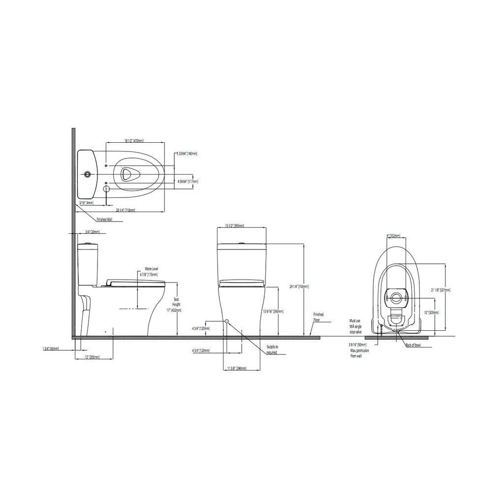 TOTO MS446124CEM#51 Aquia Iv 2Pc Connect+ W/ Ss124 1.28Gpf Ebony